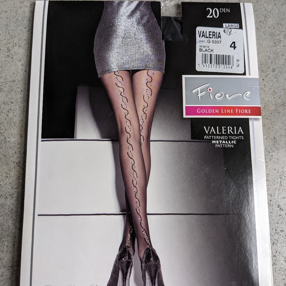 Fiore | Accessories | Fiore Black Pattern Stockings Nylons Tights Size ...